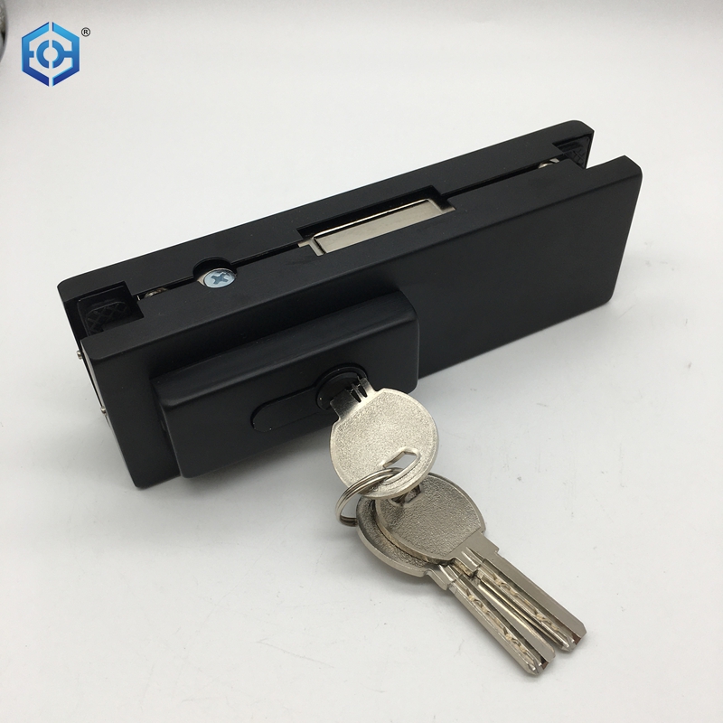 Black Stainless Steel Frameless Glass Centre Patch Fitting Patch Lock ...
