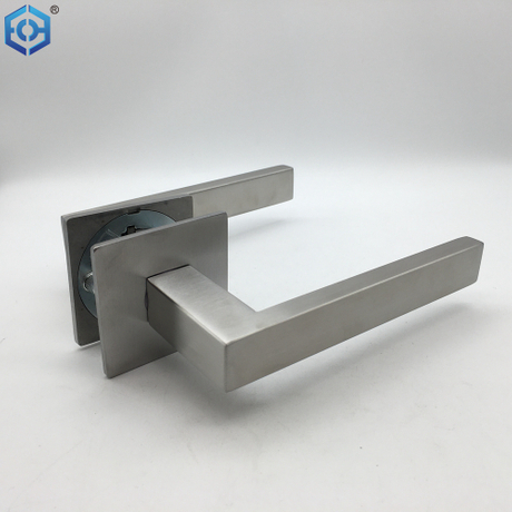 Stainless Steel Modern Square Tube Door Handle On Magnetic Round Rose ...