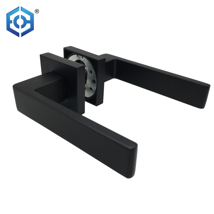 Modern Simple Design Zinc Alloy Cast Black Square Interior Lever Door ...