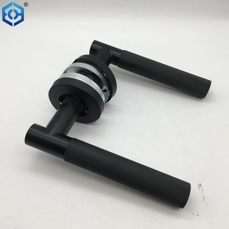 Black Stainless Steel Rosette Door Handle Luxury Gold Door Knurling ...