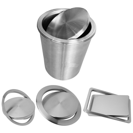 Round Trash Can Built-in Balance Flap Lid 304 Stainless Steel Recessed ...