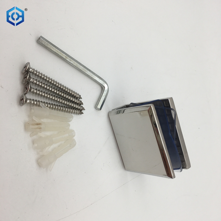 Polished Chrome Stainless Steel Square Beveled Style Hole-in-glass ...