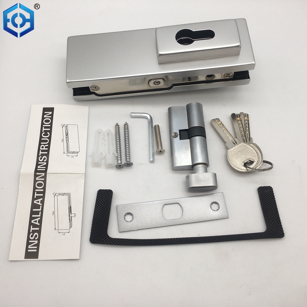 Silver Aluminum Bottom Patch Lock for Glass Door - Buy patch lock ...