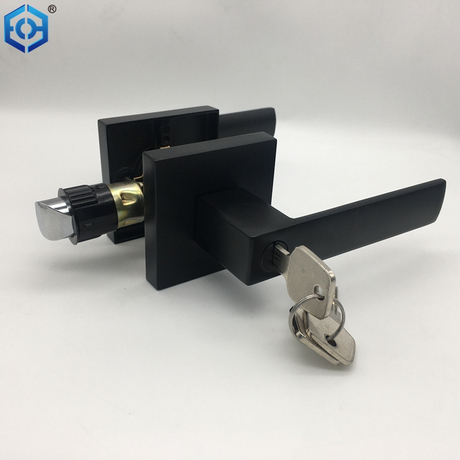 Zinc Alloy Square Door Handle Door Lock Set Black - Buy 2 lever door ...