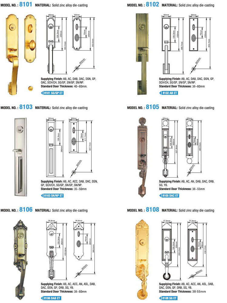Zinc Alloy Entry Door Lock Set Security Lock Door Entrance Door Lock ...